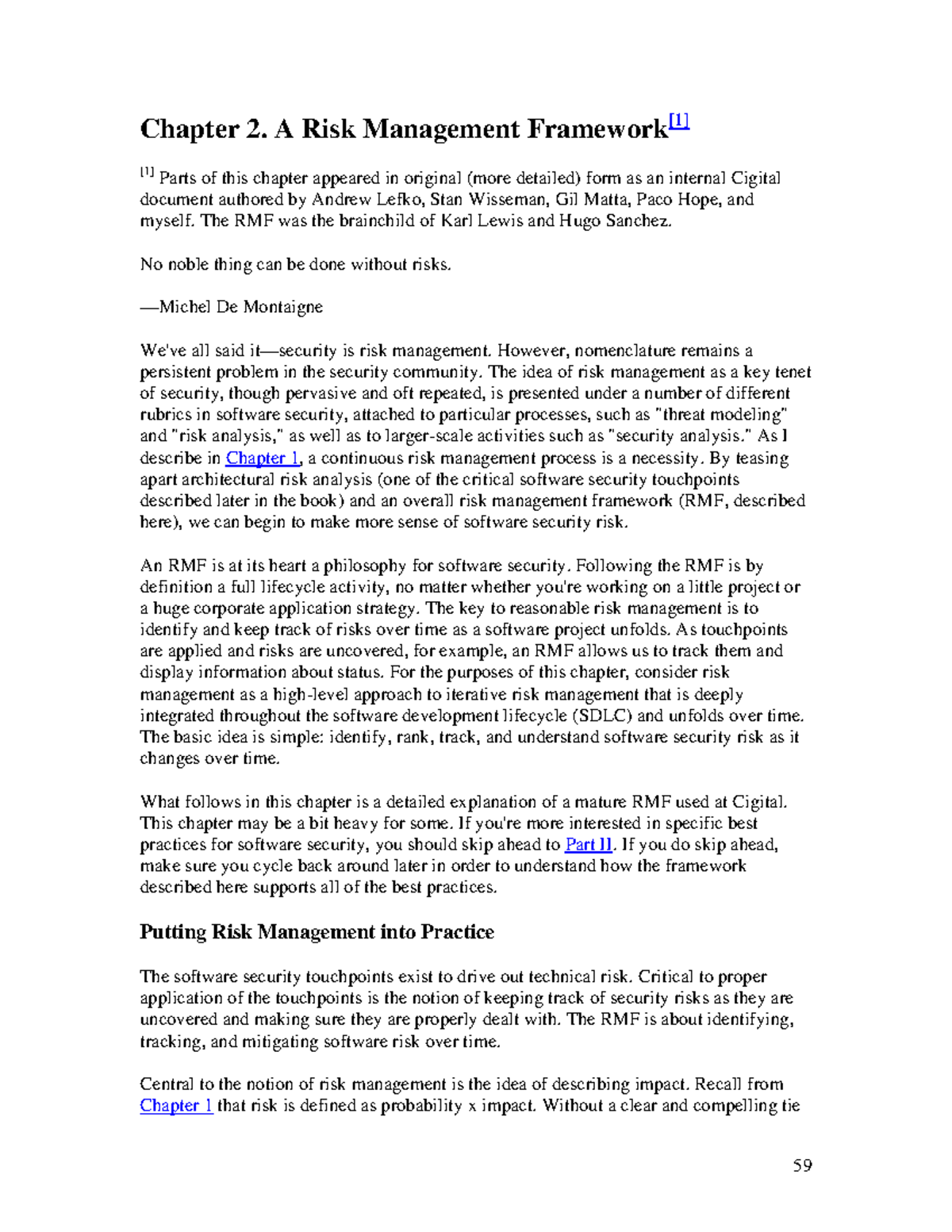 Chapter 2: Risk Management Framework in Software Security (CS101) - Studocu