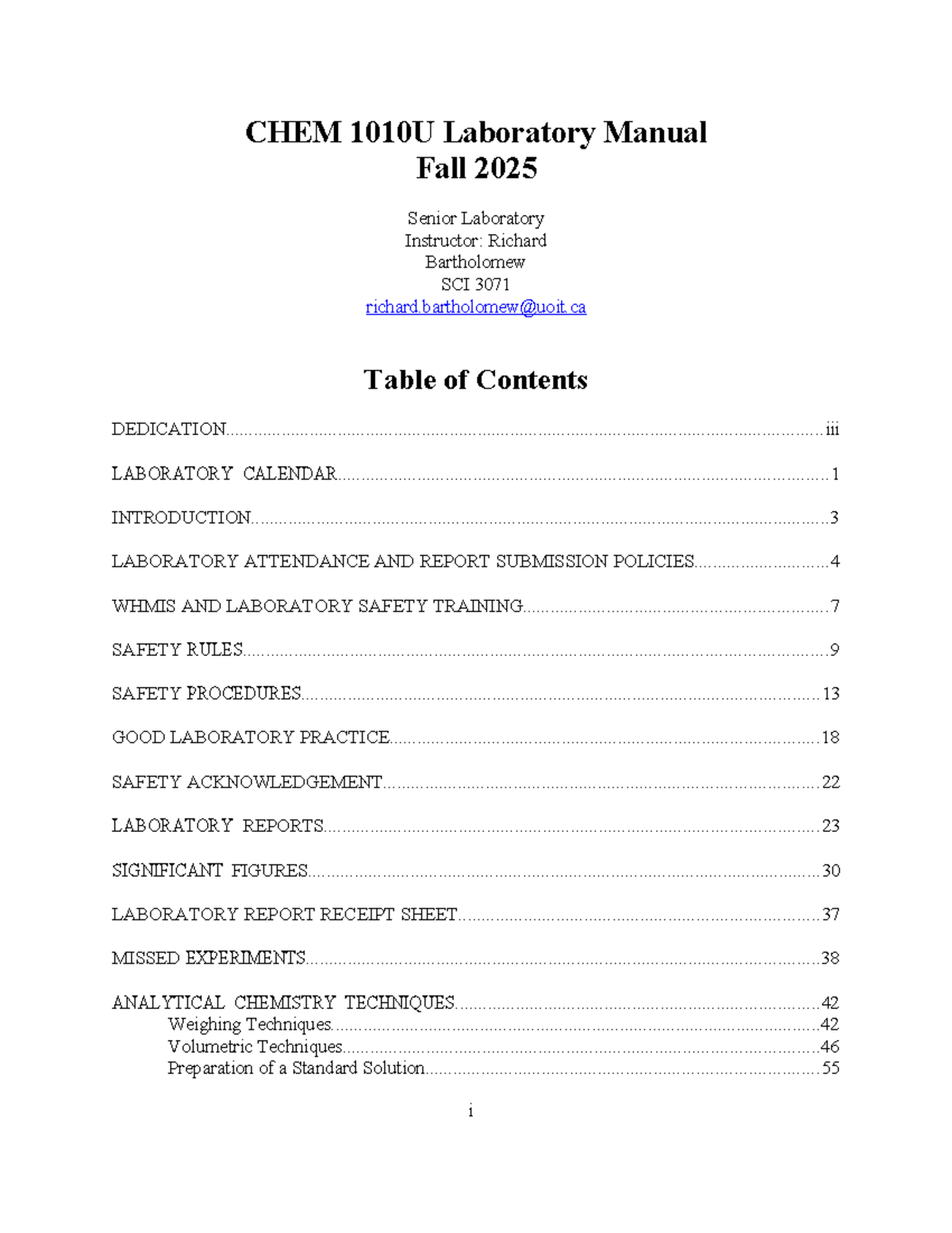CHEM 1010U Laboratory Manual - Fall 2025 Edition - Studocu