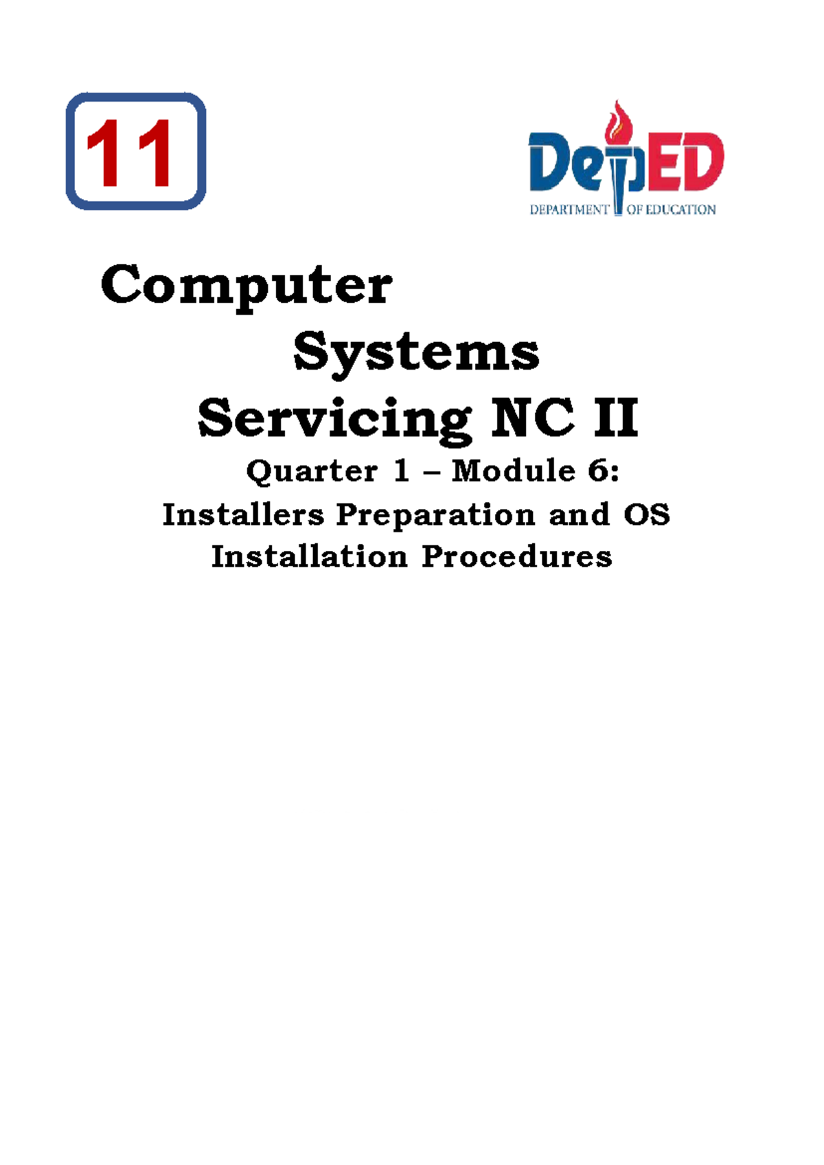 Computer Systems Servicing NC II - Gr. 11 Q1: Module 6 on OS ...