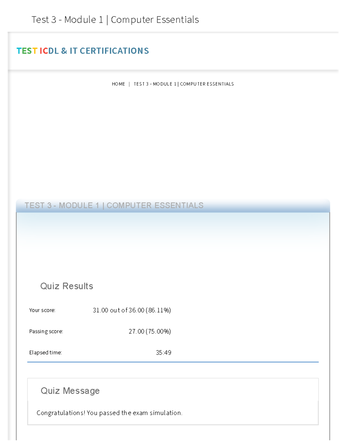 Ishimwe Nick Nesta Test 3 - Module 1 Computer Essentials - TEST ICDL ...