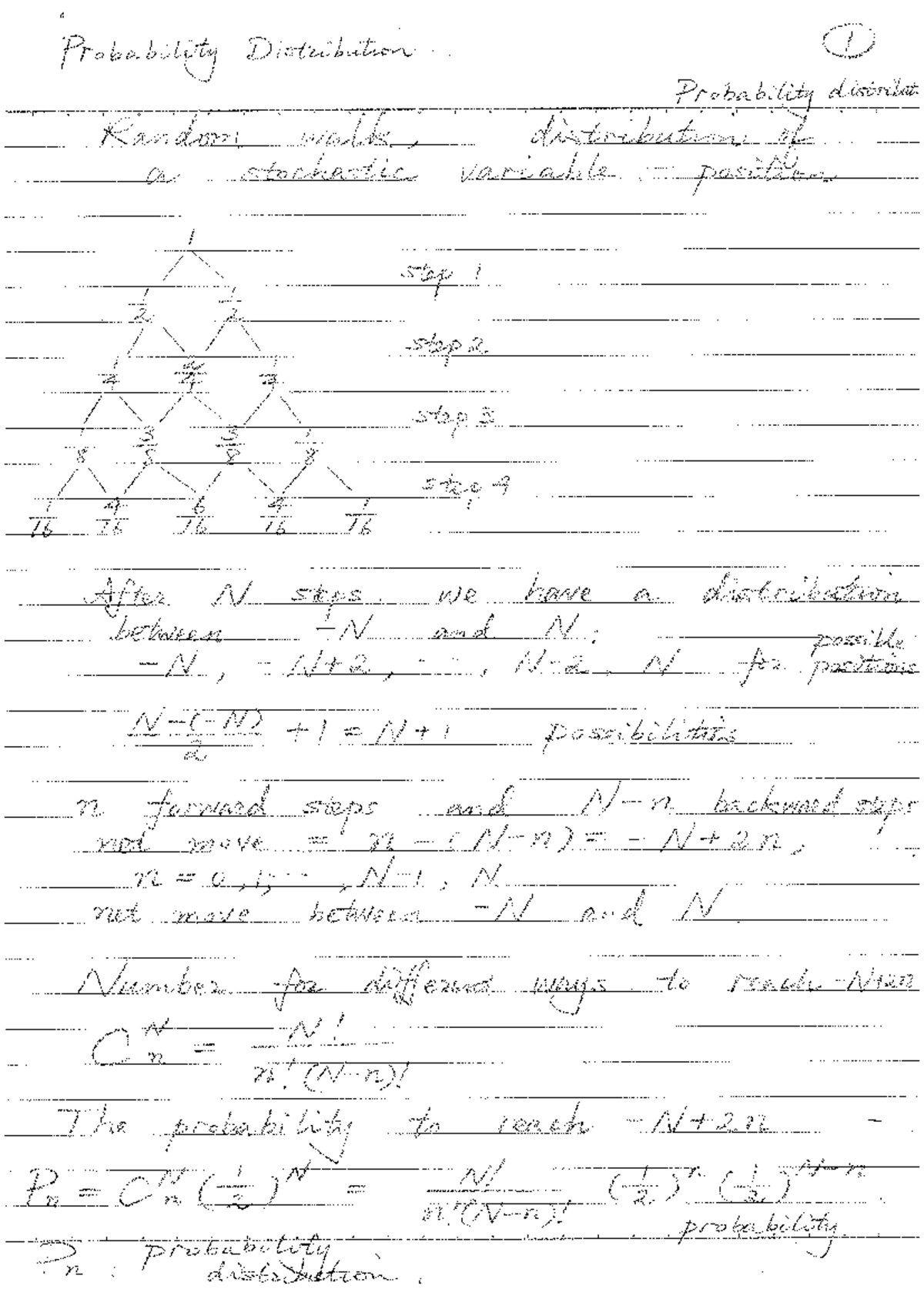 Probability Distribution Notes 2A: Random Walk & Diffusion Concepts ...