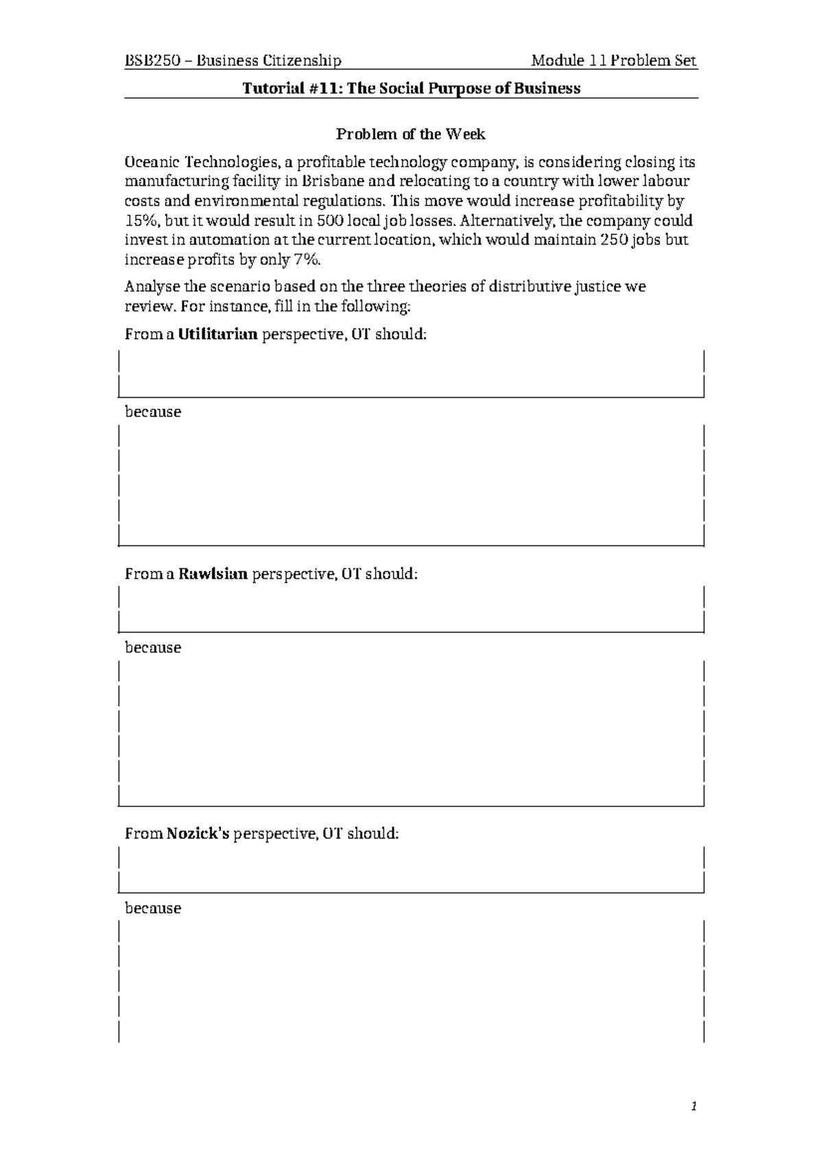 25S2 BSB250 Module 11 Problem Set: Business Citizenship Analysis - Studocu
