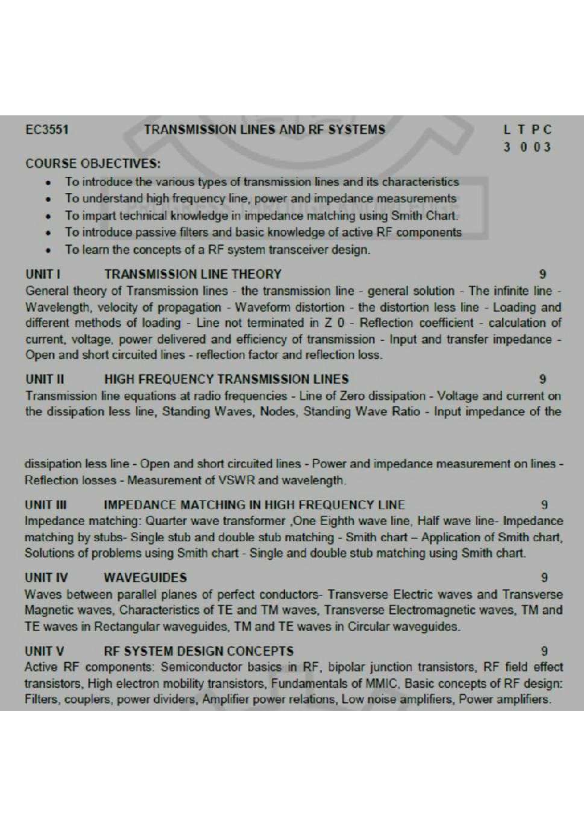 EC3551, EC3552, CEC366, EC3501 5th SEM Syllabus Overview - Studocu