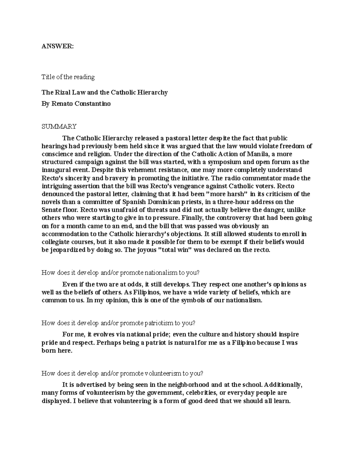 01 Worksheet 1B - 01 The Rizal Law and its Significance to the ...