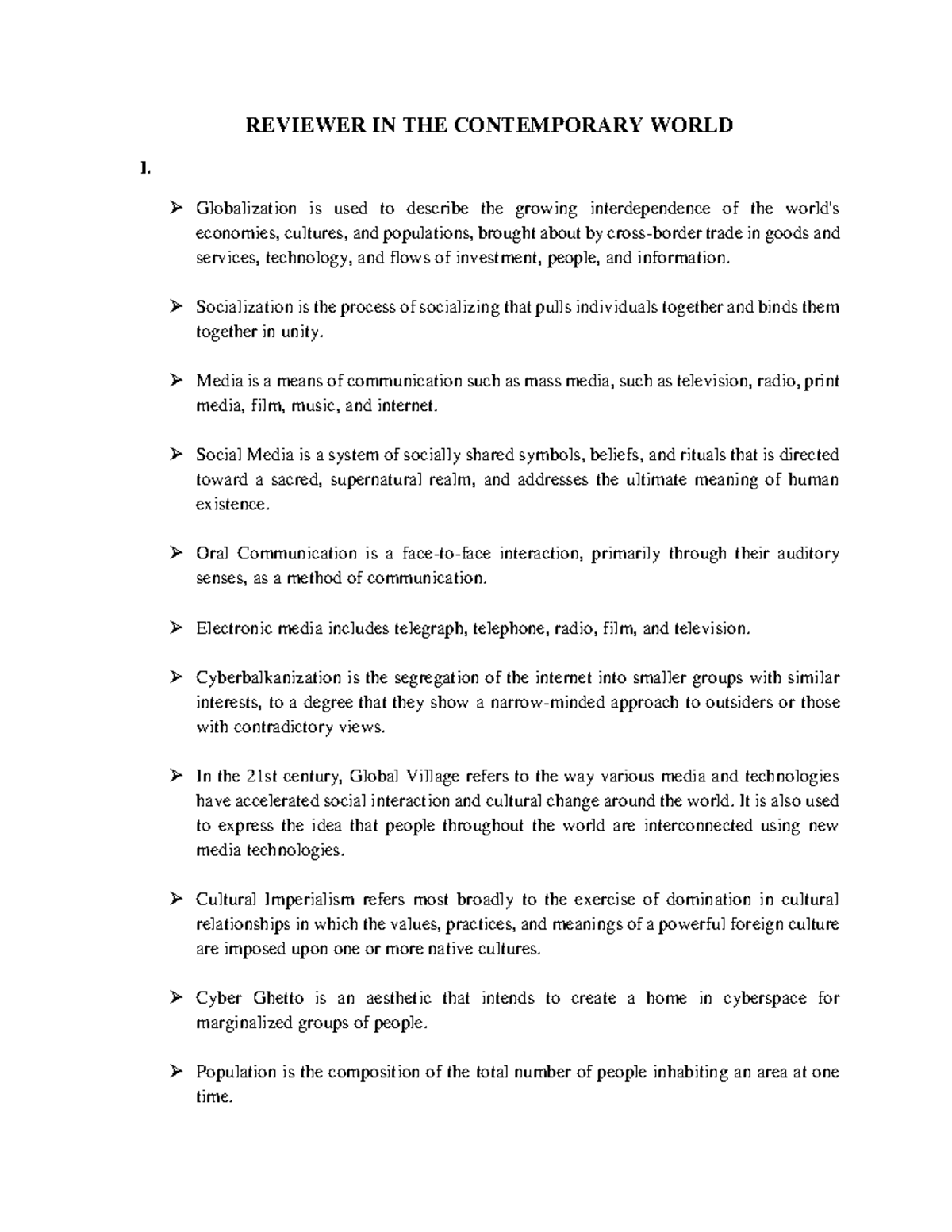 Reviewer for The Contemporary World (TCW) - Key Concepts and Theories ...