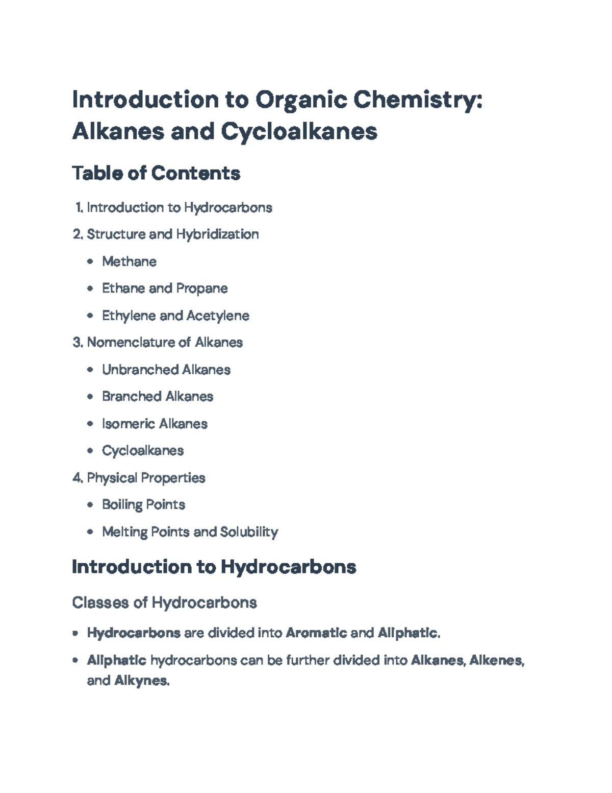 Introduction to Organic Chemistry: Alkanes and Cycloalkanes Overview ...