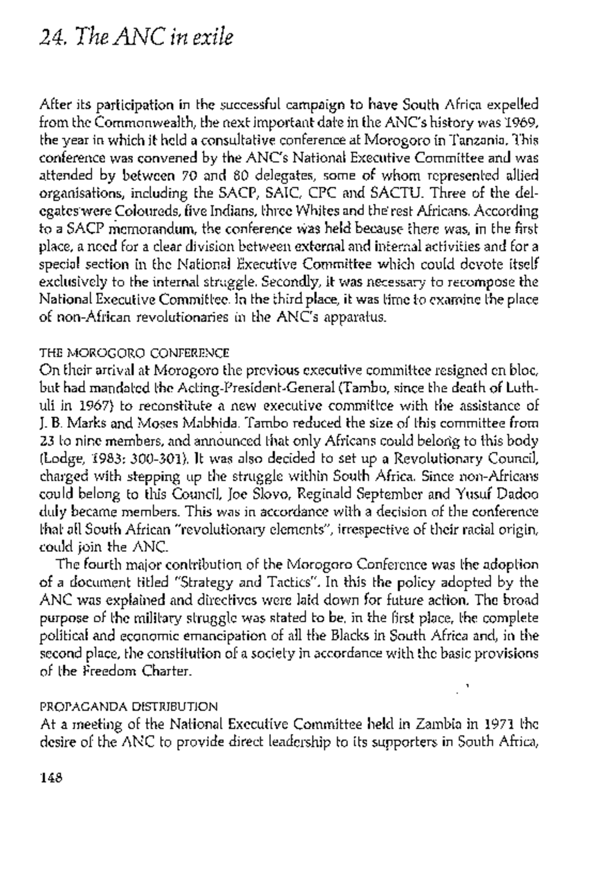 Chapter 24: The ANC in Exile and the Morogoro Conference Dynamics - Studocu