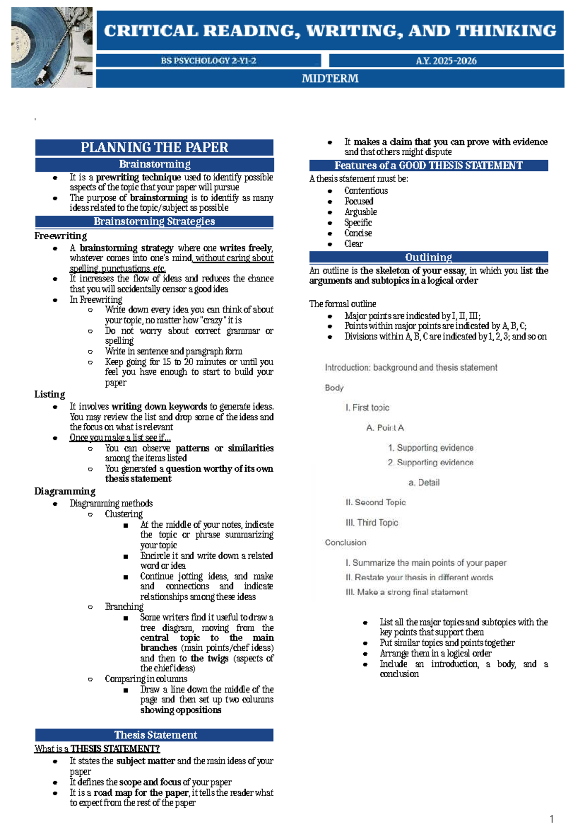 CRWT Midterm: Effective Strategies for Planning Your Paper - Studocu