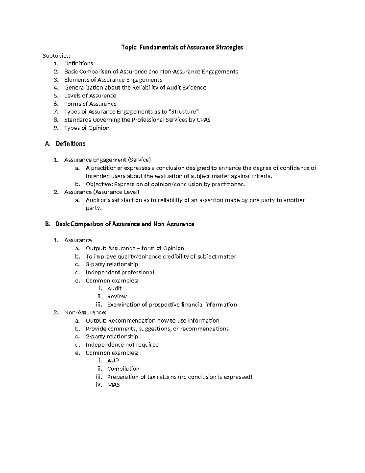 Fundamentals of Assurance Strategies: Key Concepts and Elements - Studocu
