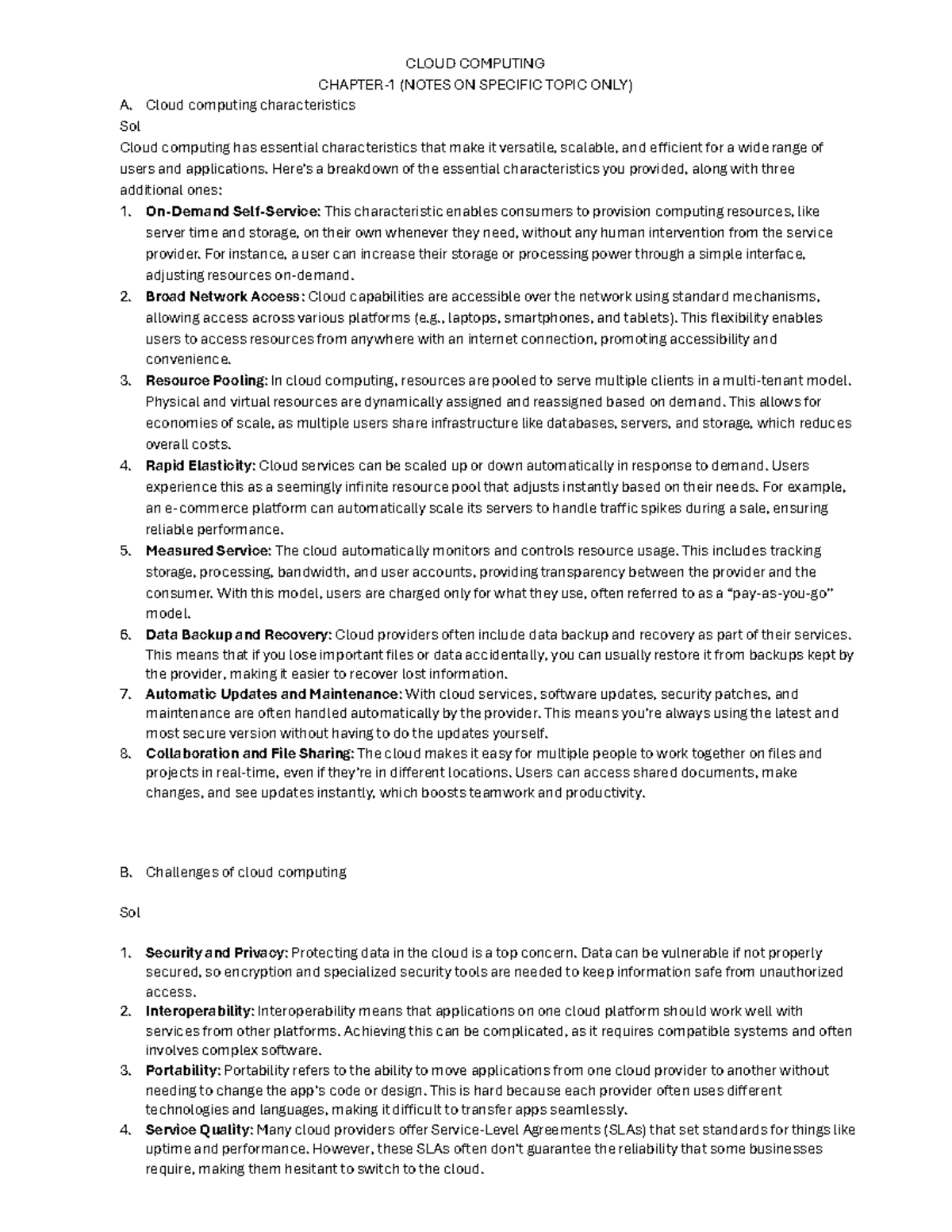 CC Notes (1-4): Essential Characteristics and Challenges of Cloud ...