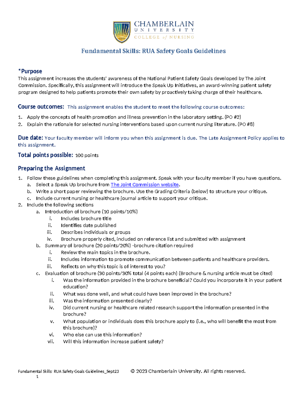 Fundamental Skills: RUA Safety Goals Guidelines - Sept 2023 - Studocu
