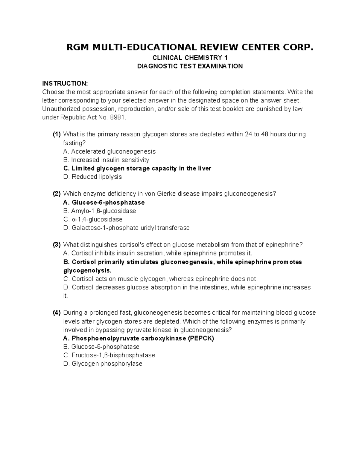Clinical Chemistry 1: Diagnostic Test Examination Review Guide - Studocu
