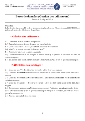 Exercices Corrigés Initaition aux BDD - ####### Faculté Polydisciplinaire de Ouarzazate (IGE ...