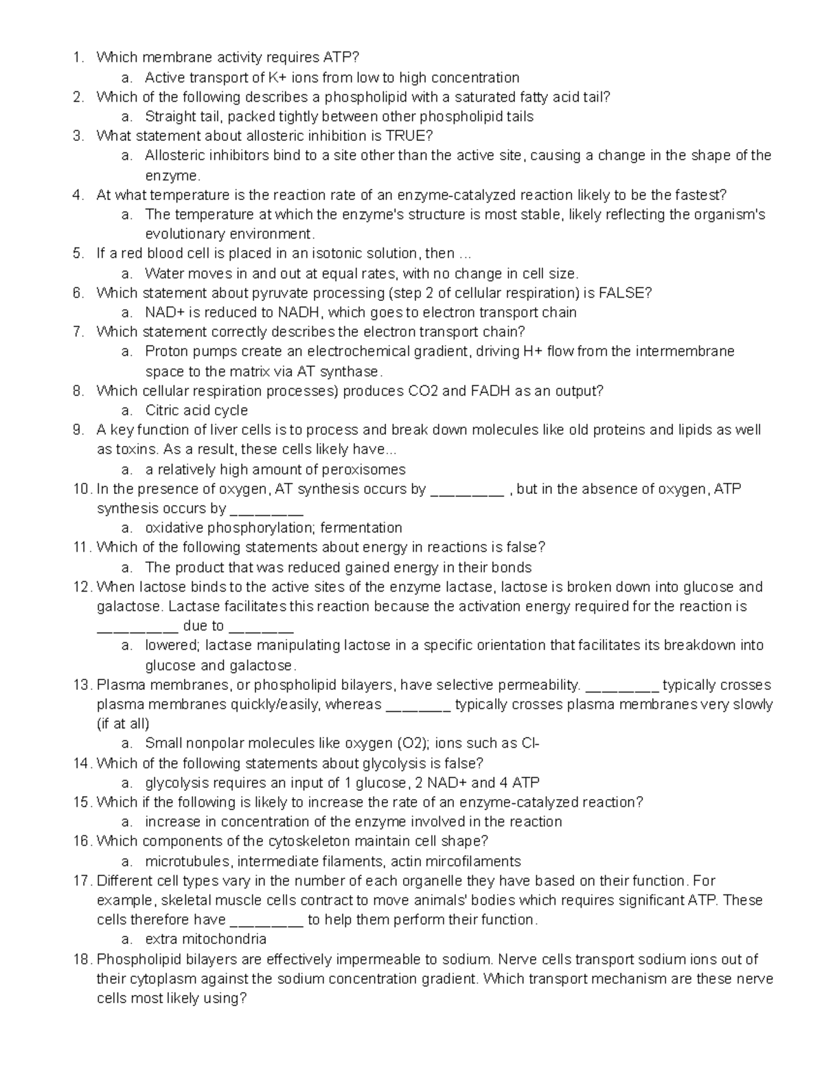 Bio Test 2 Review: Membrane Dynamics & Cellular Processes Insights ...