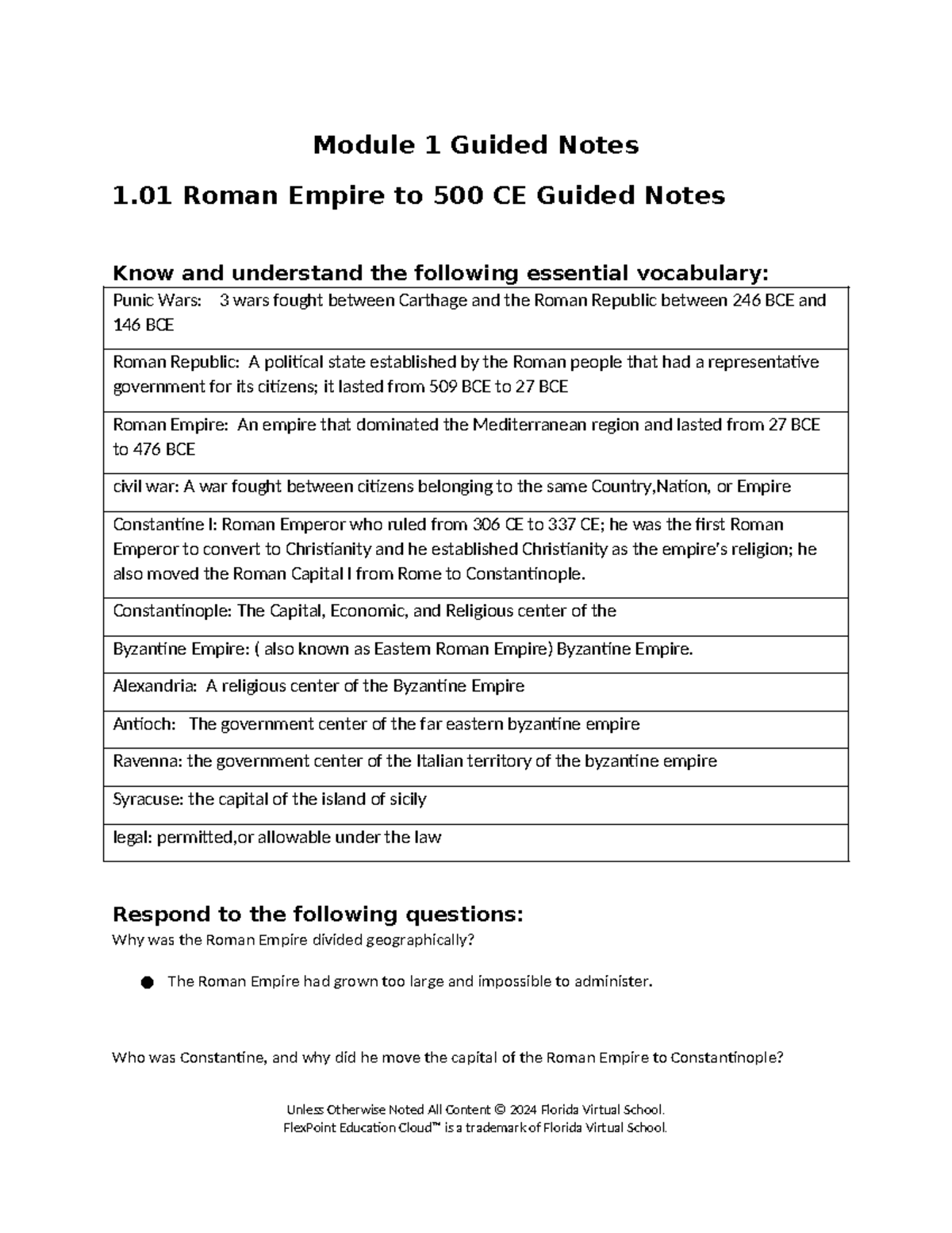 Mod 1 World History Segment 1 Exam Notes: Roman Empire to Byzantine ...