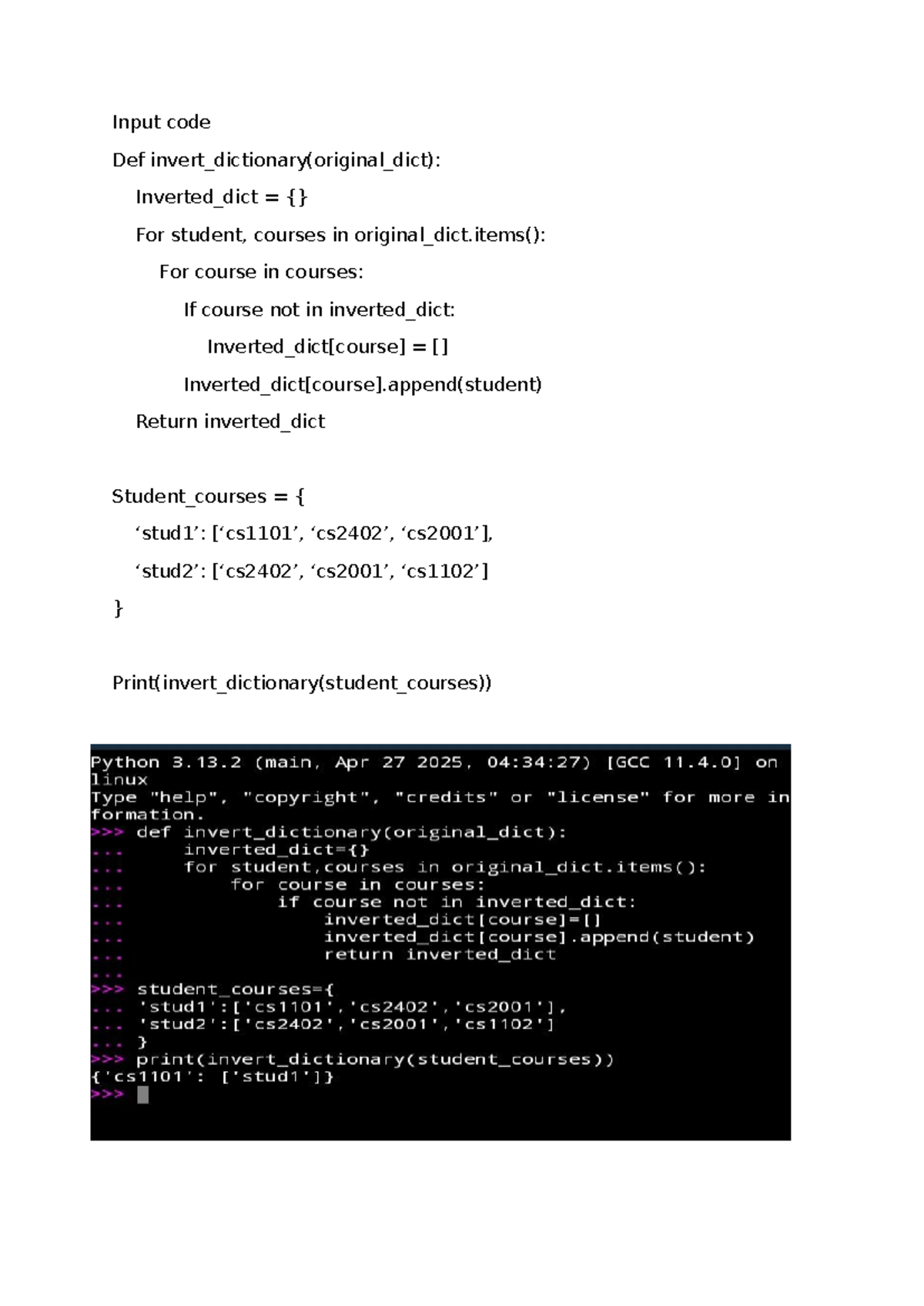 Unit 7 CS 1101 - Inverting Dictionaries in Python - Studocu