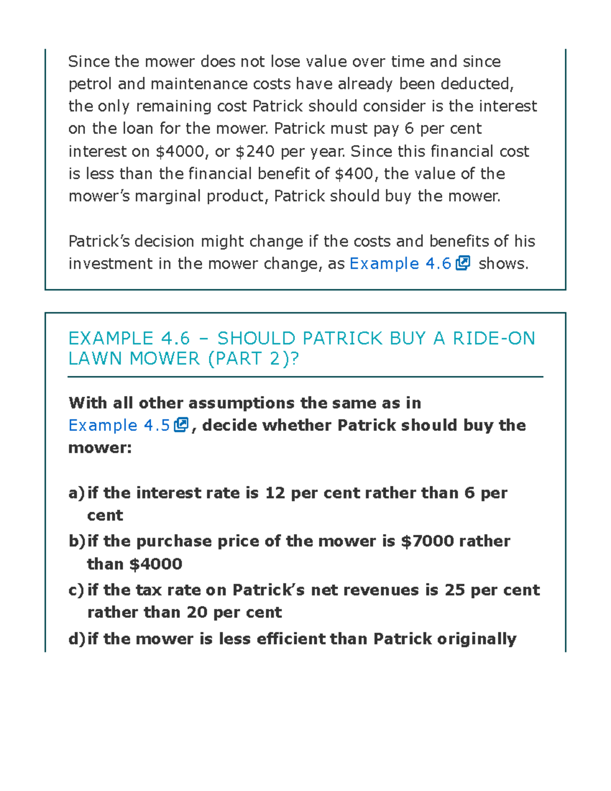 Should Patrick Buy a Lawn Mower? Financial Analysis (Example 4.6) - Studocu