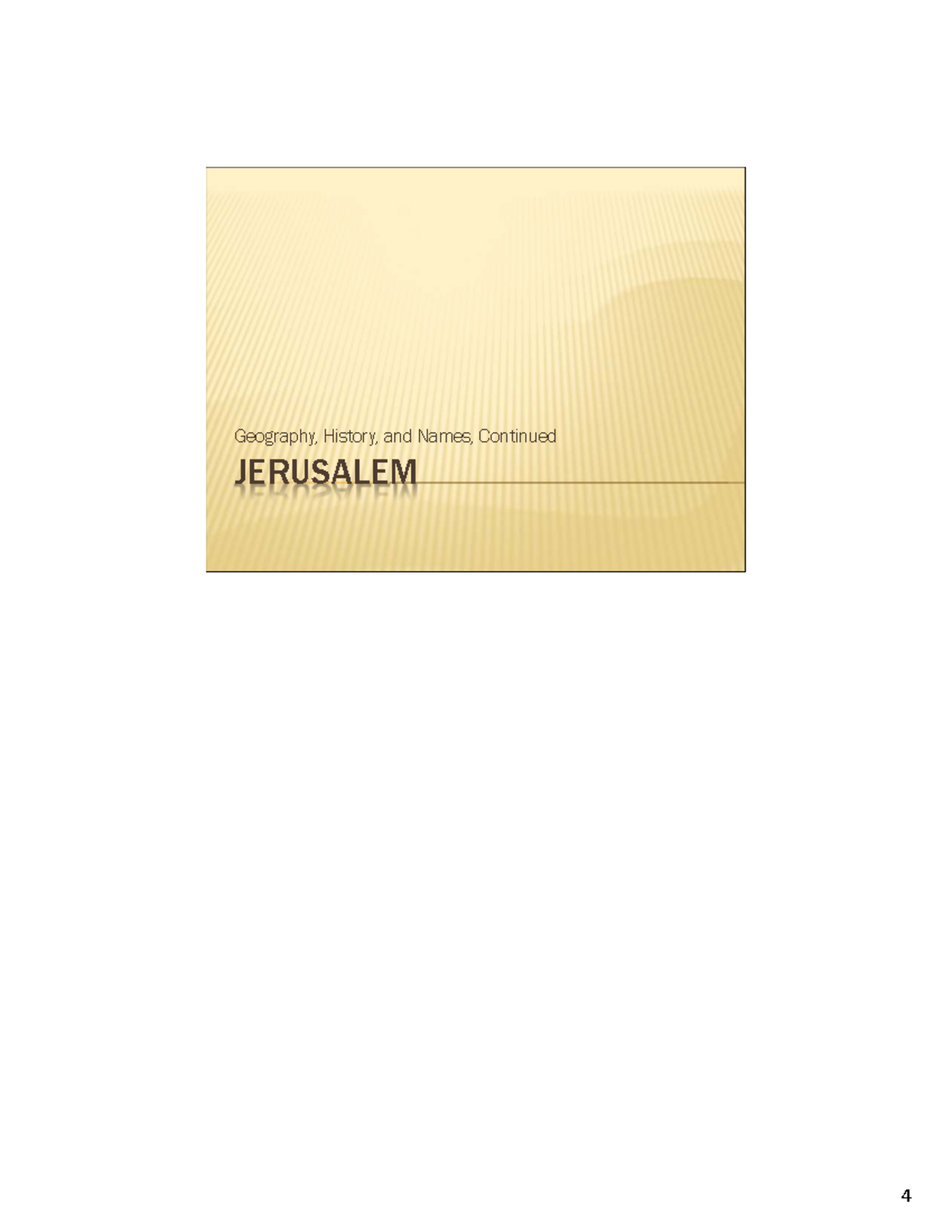 Jerusalem: Historical Names, Periods, and Cultural Significance - Studocu
