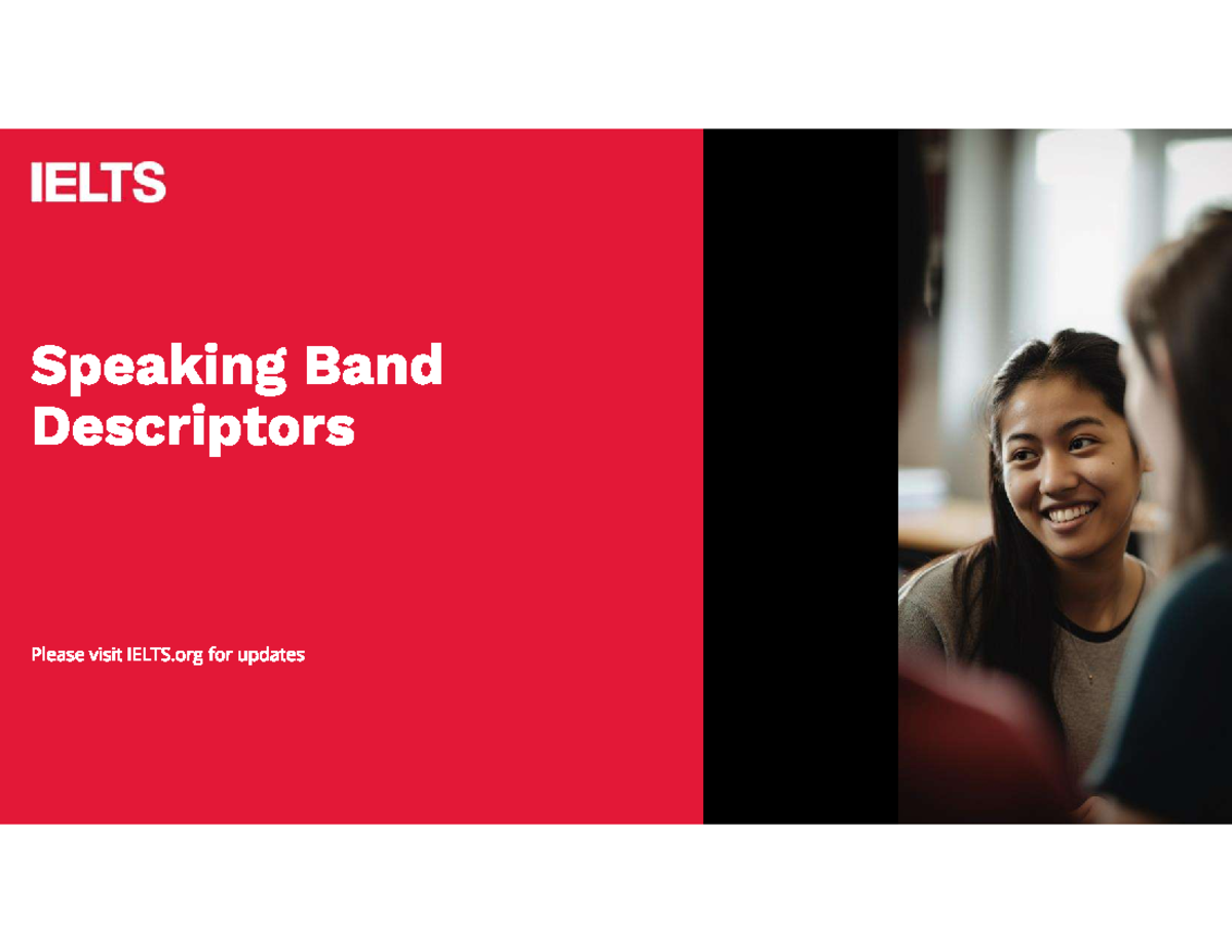 IELTS Speaking Band Descriptors: Scoring Criteria Overview - Studocu
