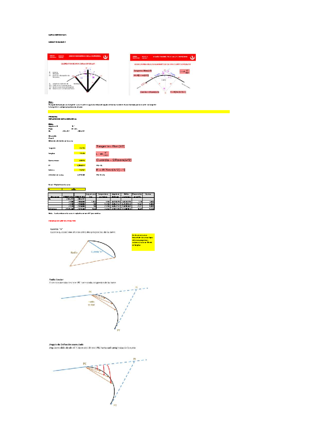 CURVAS HORIZONTALES: Notas y Ejemplo de Replanteo 2 - Studocu