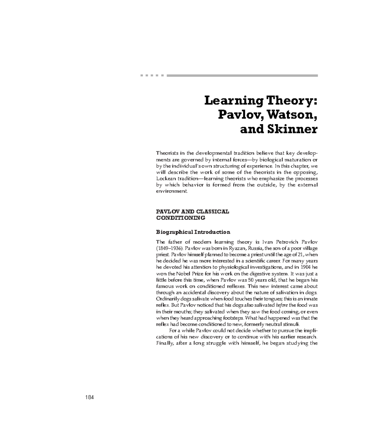 Learning Theory: Pavlov, Watson, and Skinner Overview (PSY 101 ...