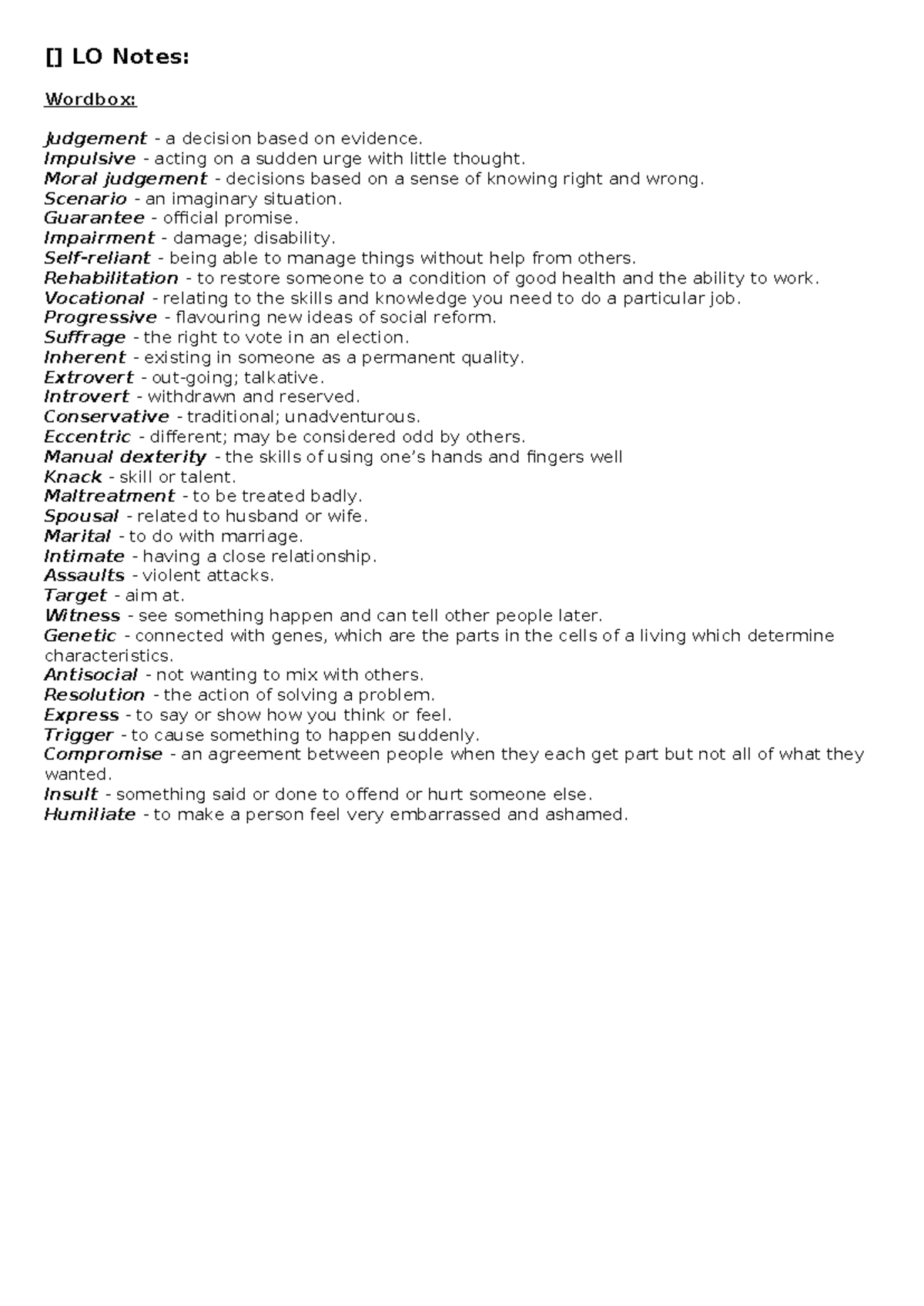 Grade 9 LO Notes: Understanding Key Concepts in Life Orientation - Studocu