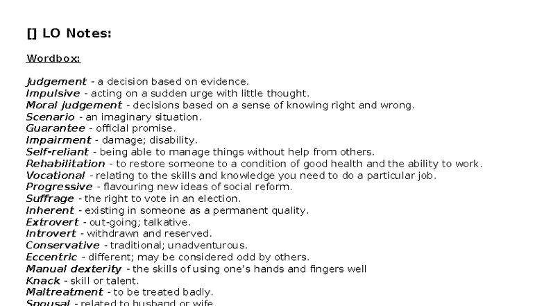 Grade 9 LO Notes: Understanding Key Concepts in Life Orientation - Studocu
