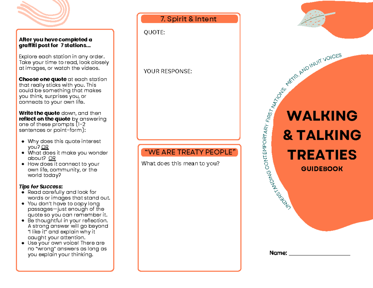 NBE3C - Walking & Talking Treaties Reflection Guide - Studocu