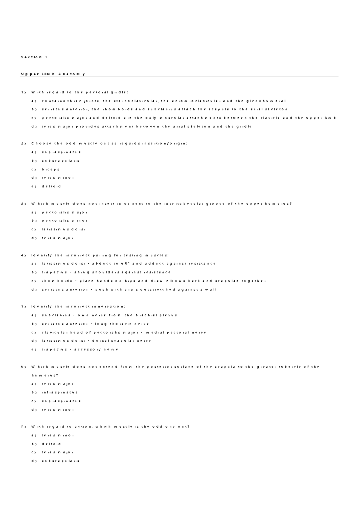 349191321 Upper Limb Anatomy MCQs and Study Guide - Studocu