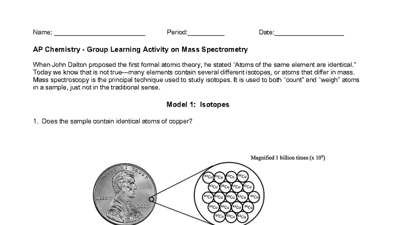 AP Chemistry GLA: Mass Spectrometry Insights and Isotopes Analysis ...