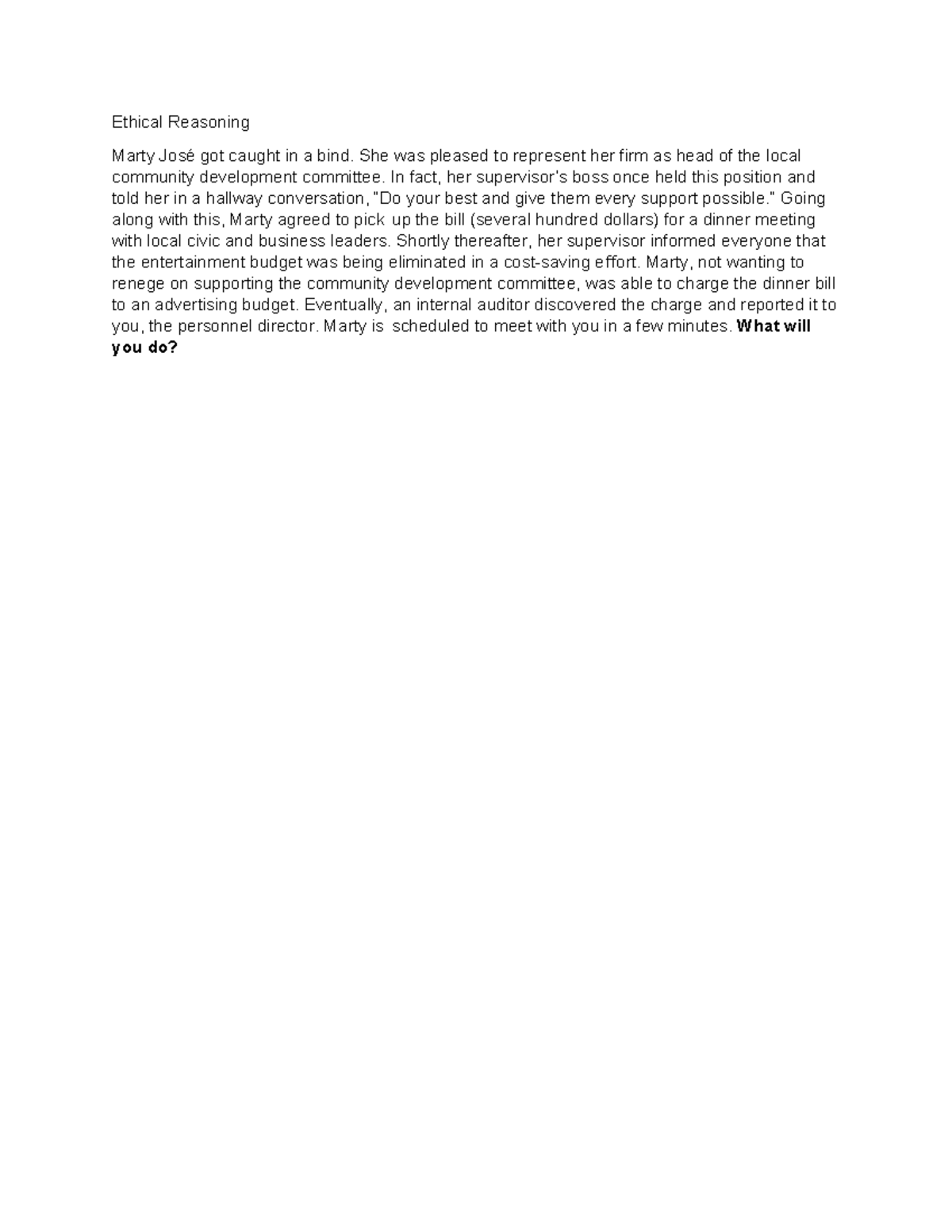 C1 Case 3 - Ethical Dilemma in Community Development - Studocu