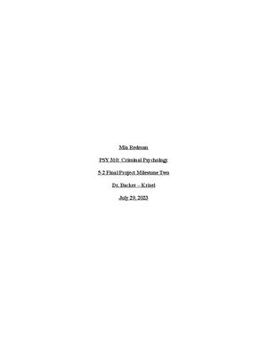 [Solved] PSY 310 Criminal Data Worksheet Instructions Respond to PART I ...