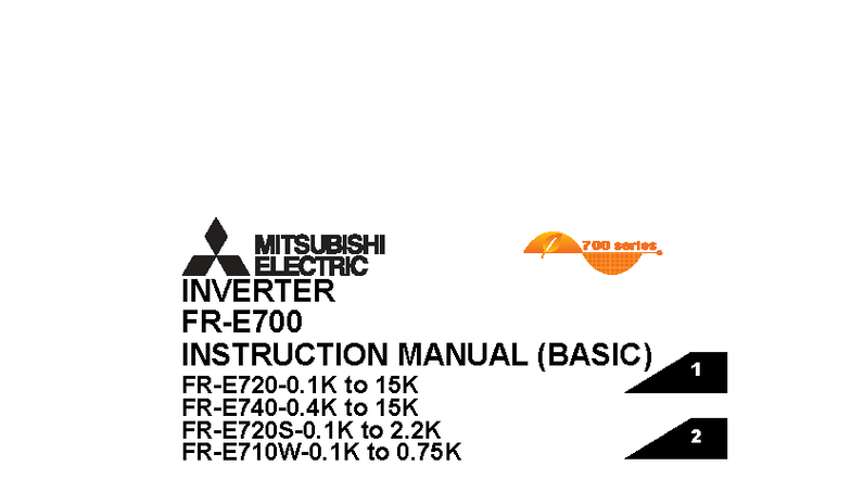 Mitsubishi Electric Inverter Instruction Manual (Basic) E700 - Studocu