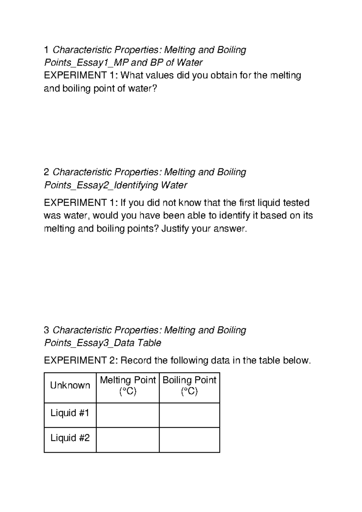 Characteristic Properties: Melting & Boiling Points Overview (CHEM101 ...