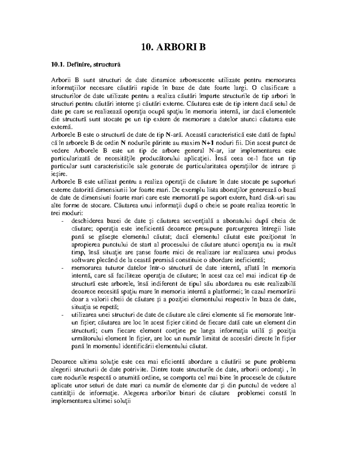 08 Arbori B - Lecture notes 8 - 10. ARBORI B Definire, structură ...