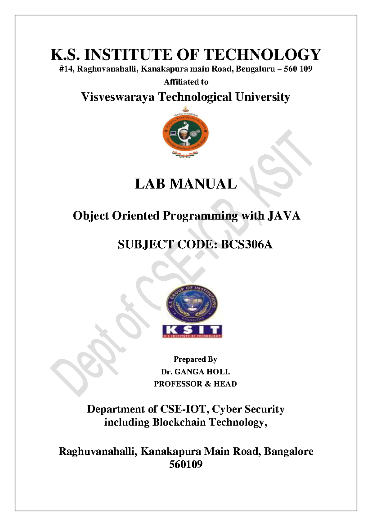 BCS306A Updated Lab Manual for Object Oriented Programming with Java - Studocu
