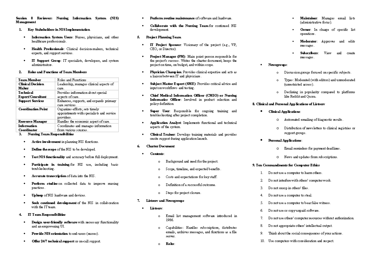 Session 8 Reviewer - fhsdhrthsrthr - Session 8 Reviewer: Nursing ...