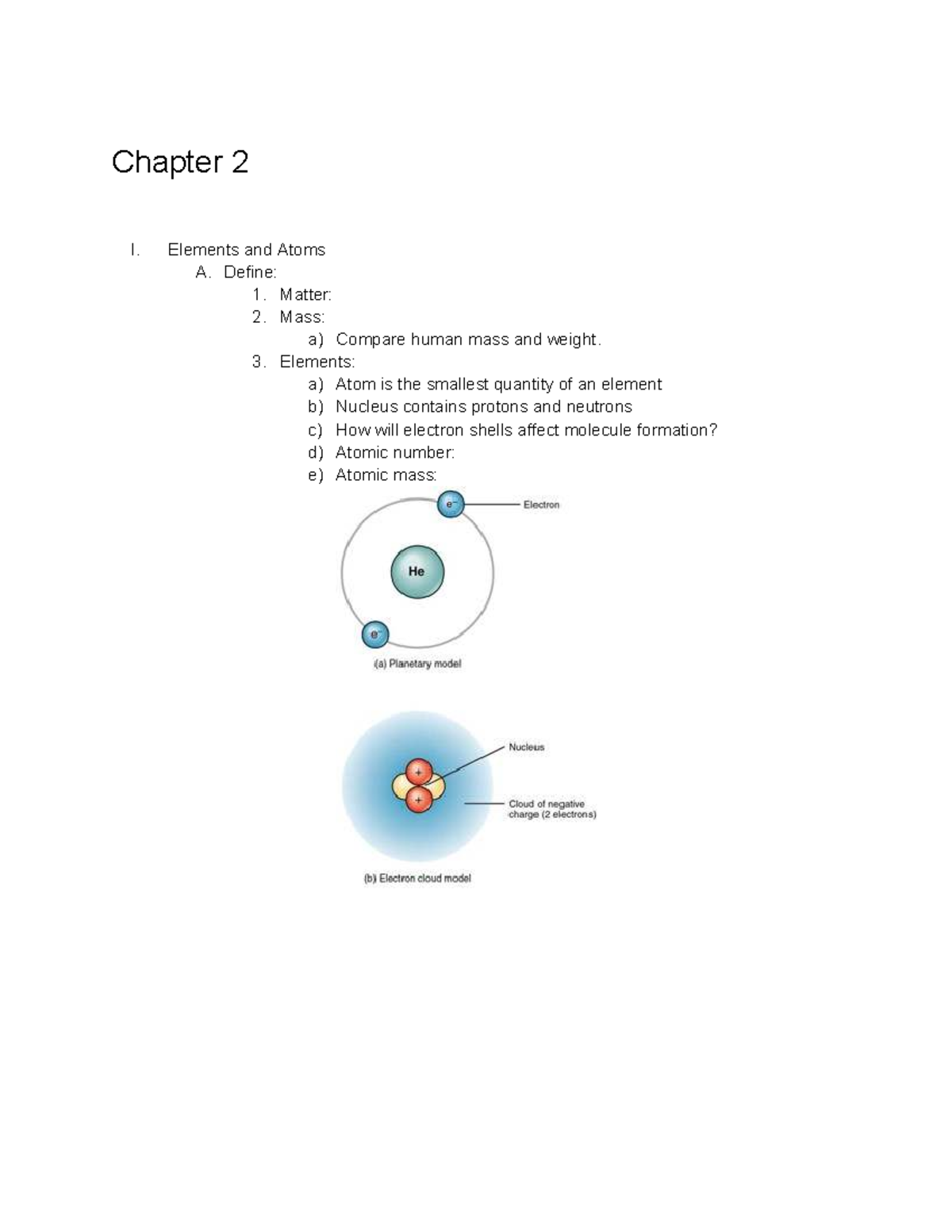 Guided Lecture Notes CH 2: Elements, Atoms, and Chemical Bonds - Studocu