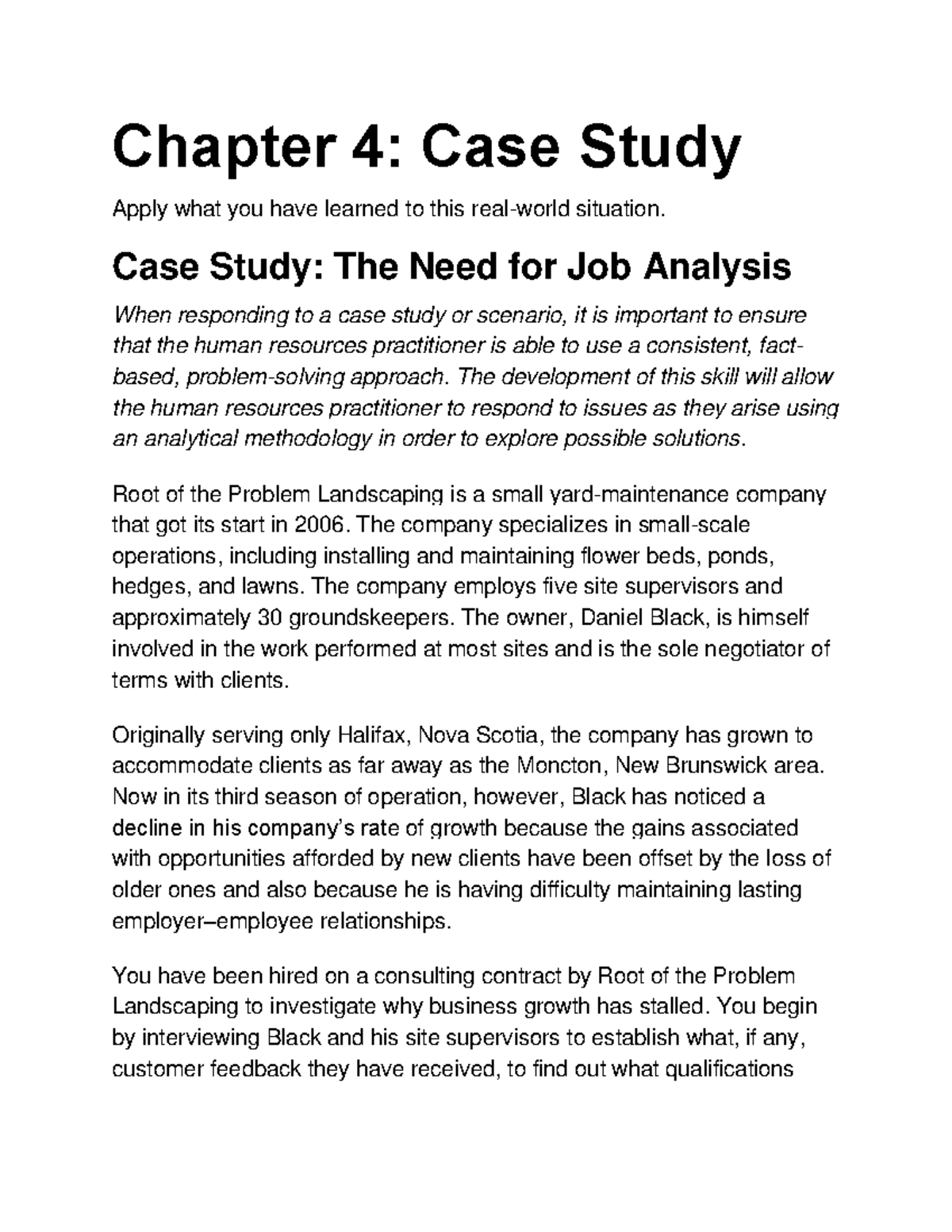 Chapter 4: Case Study on Job Analysis at Root of the Problem ...