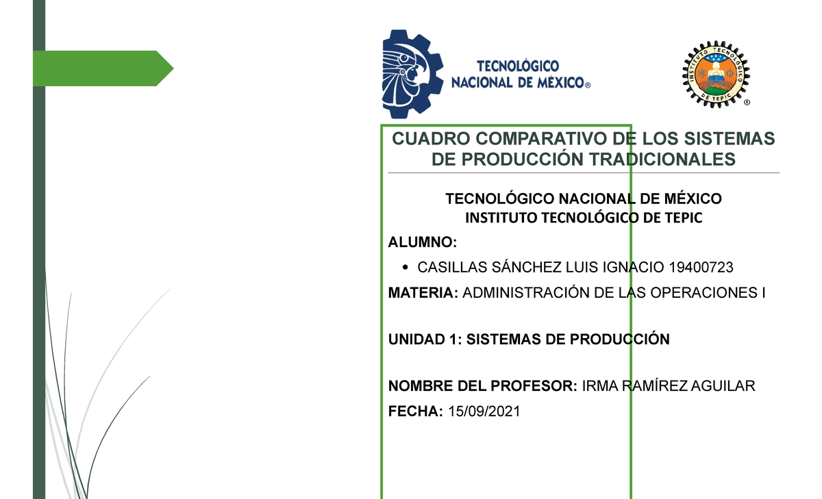 Tipos DE Sistemas DE Producción Tradicionales - CUADRO COMPARATIVO DE LOS SISTEMAS DE PRODUCCIÓN ...