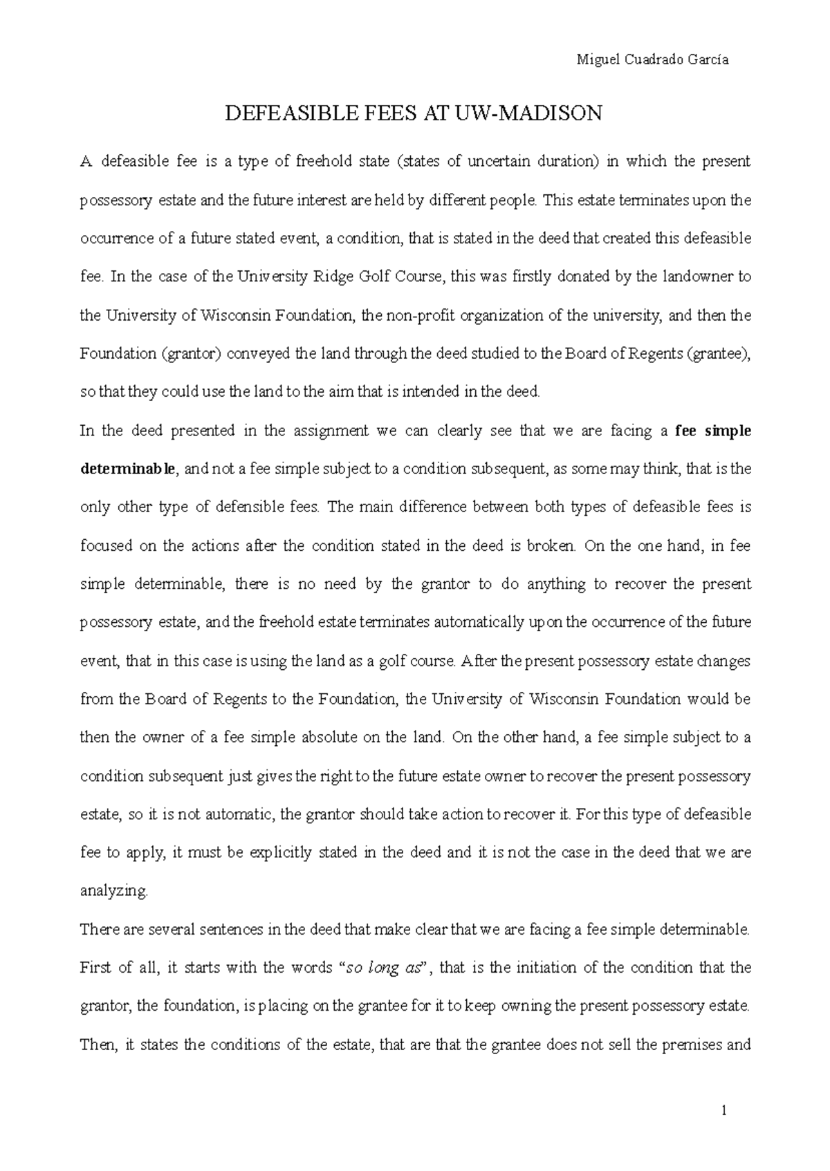 DEFEASIBLE FEES IN LAND: A STUDY OF ESTATES AND CO-OWNERSHIP - Studocu