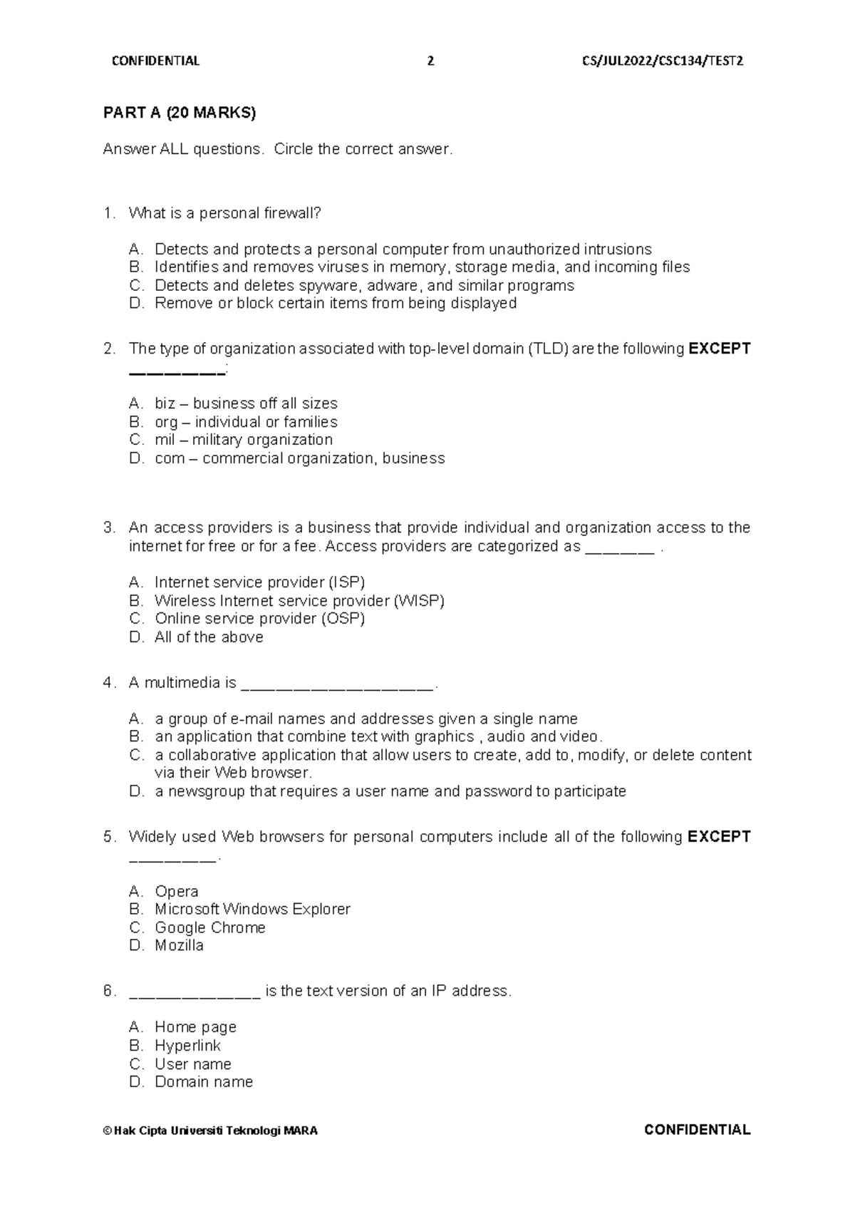 CSC134 TEST 2 JULY 2022: Comprehensive Question Paper with Answers ...