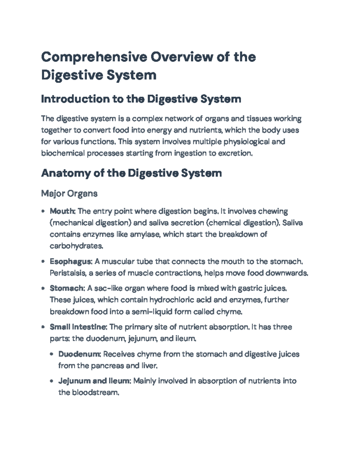 Comprehensive Overview of the Digestive System: Structure & Function ...