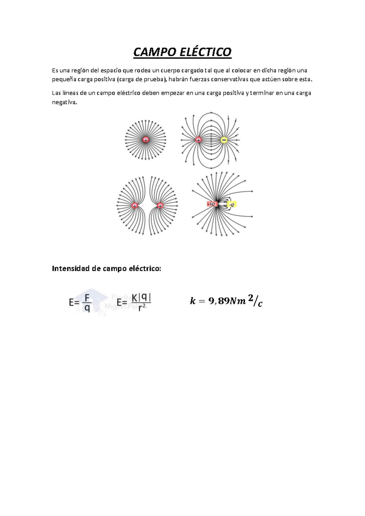 Campo Eléctico - Fisica - CAMPO ELÉCTICO Es una región del espacio que ...