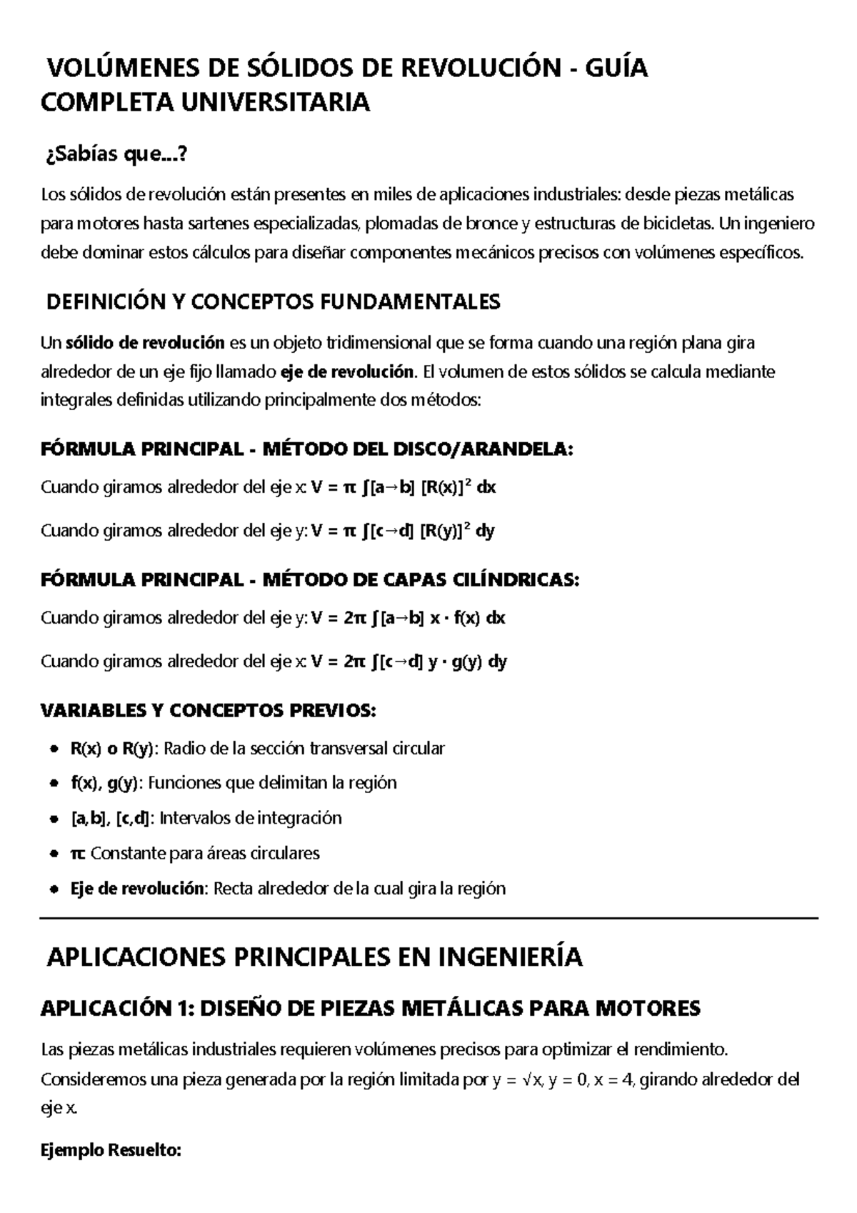 Guía Completa: Volúmenes de Sólidos de Revolución (3.11) - Studocu