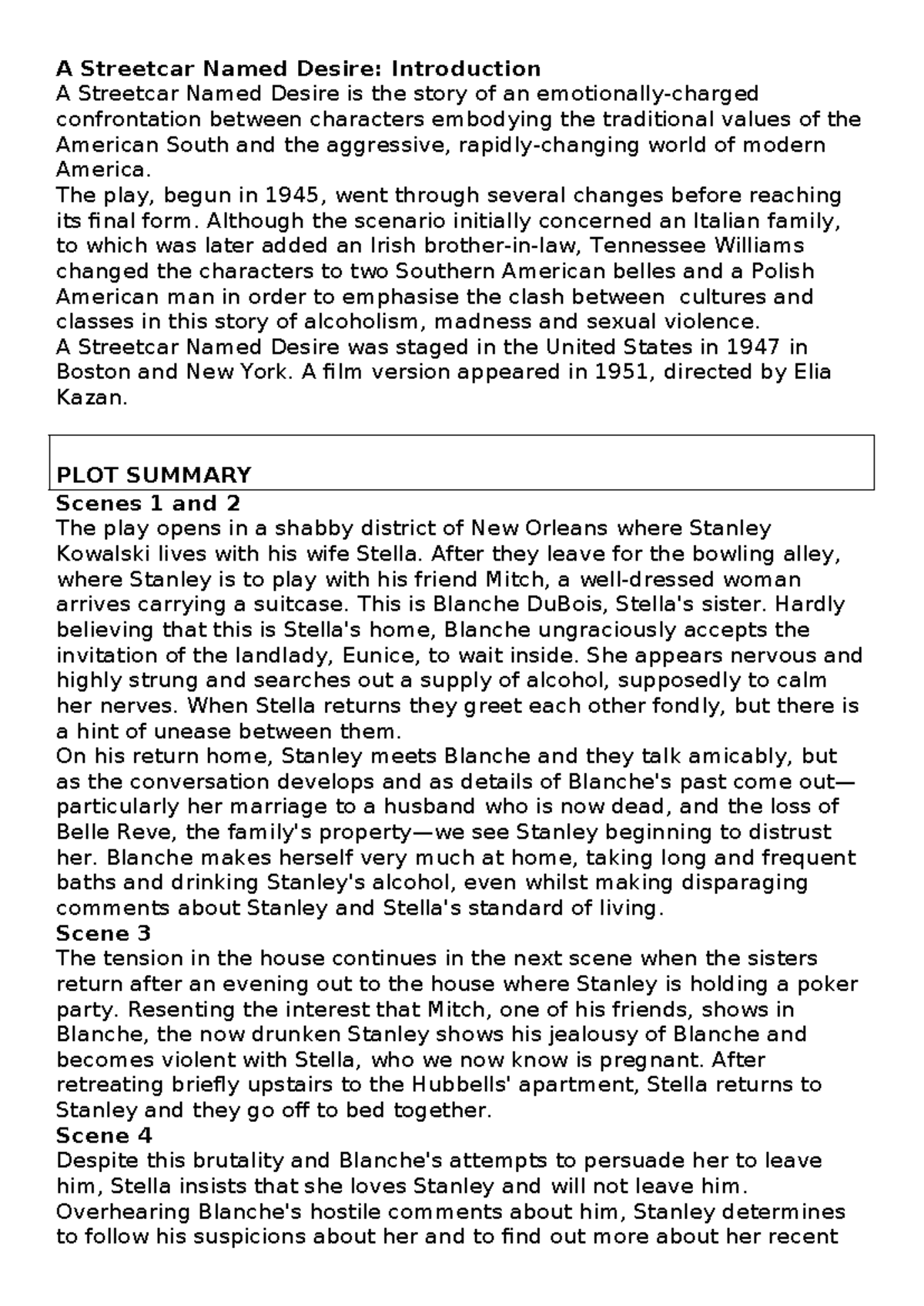 Streetcar Named Desire (ENG 101): Comprehensive Revision Guide - Studocu