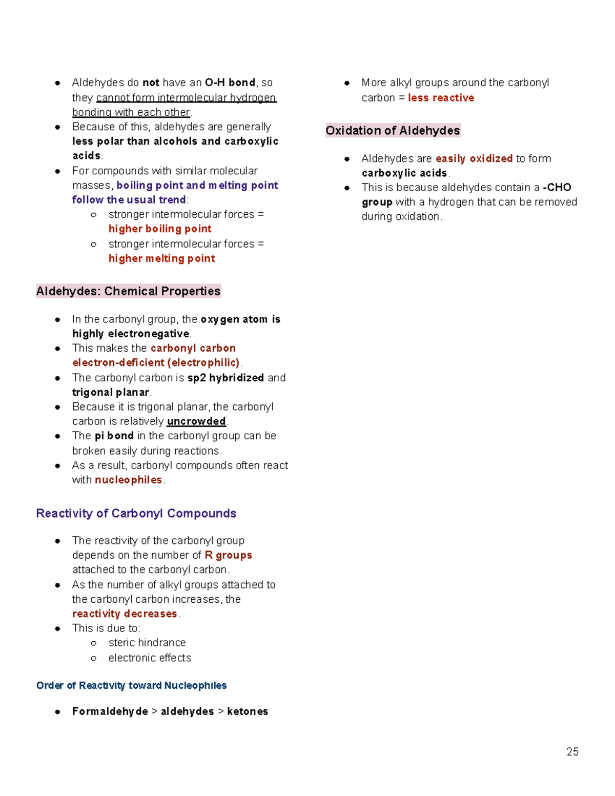Last copy chem - hhhh - Aldehydes do not have an O-H bond, so they ...