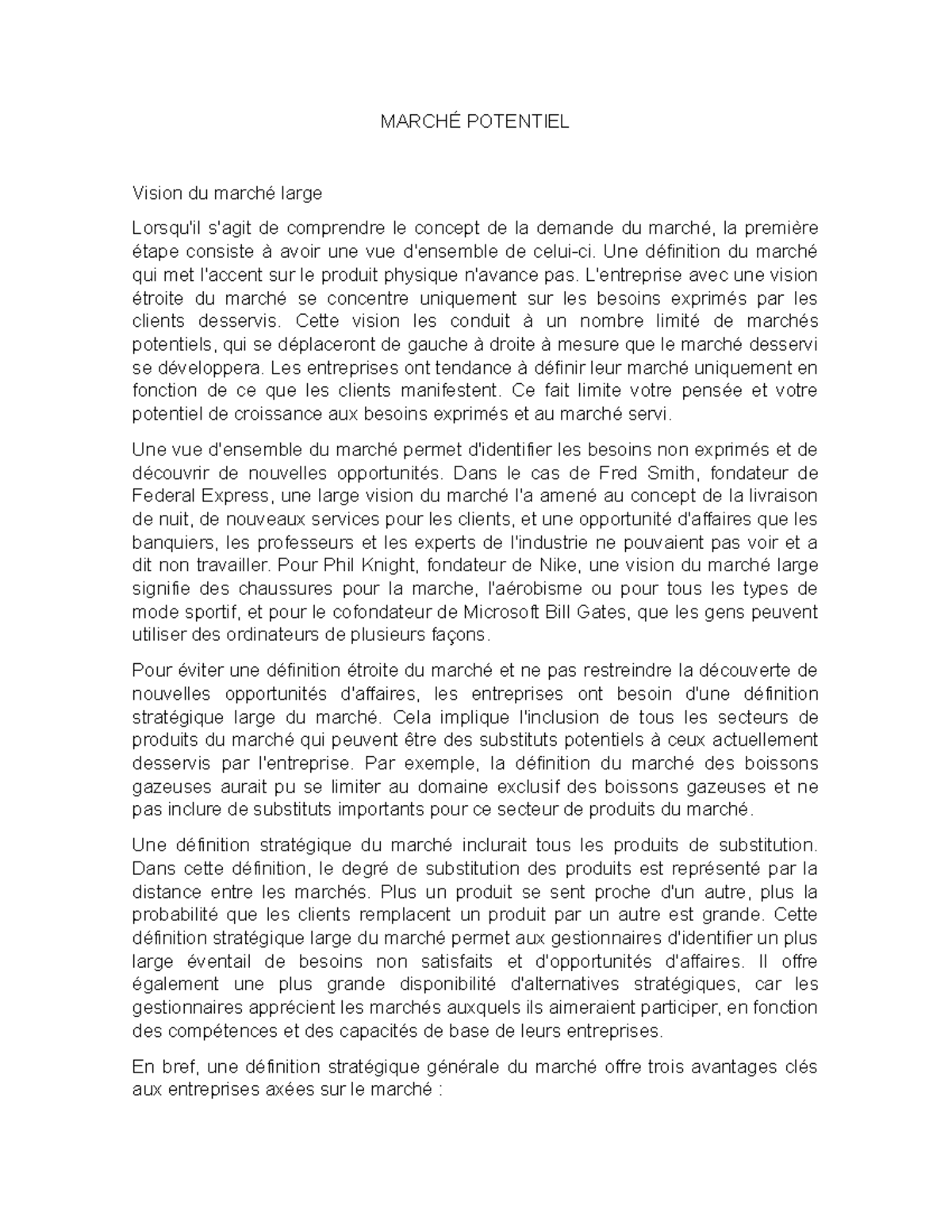 MARCHÉ POTENTIEL - POTENTIEL Vision du large de comprendre le concept ...