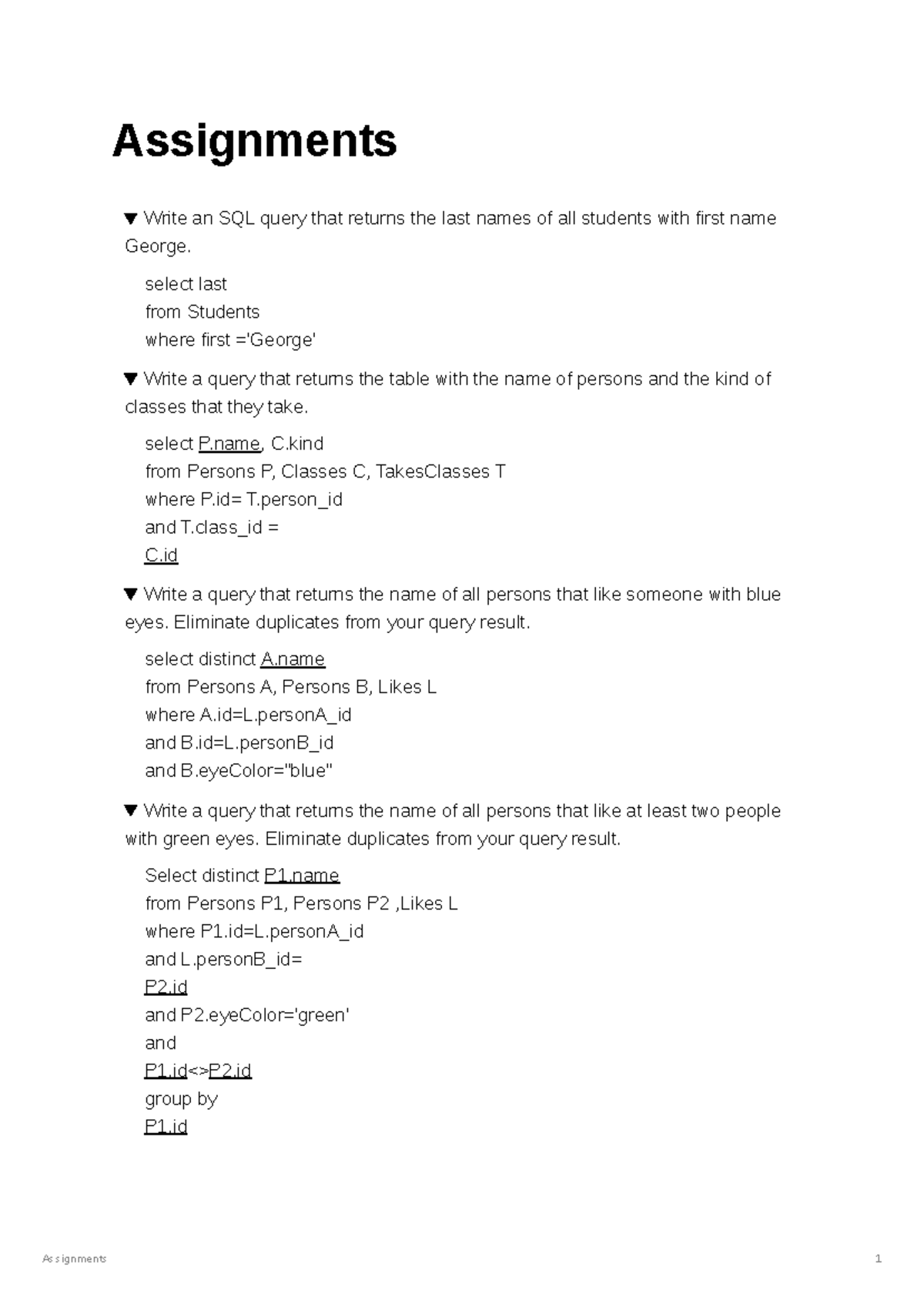 SQL Queries for Course SQL101 Assignments - Studeersnel