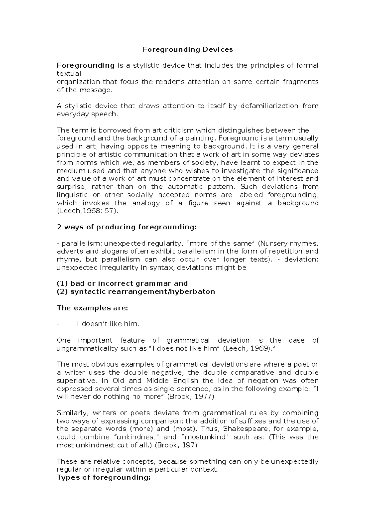 Foregrounding-Devices - Foregrounding Devices Foregrounding is a ...